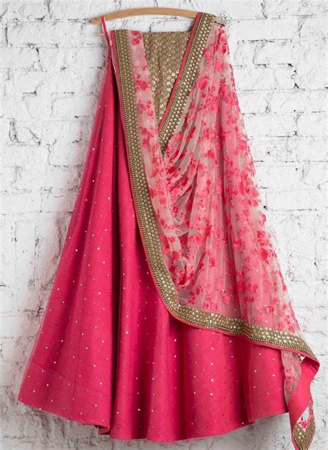 Shop Magenta Net Mirror Work Lehenga Choli Online Indian Outfits