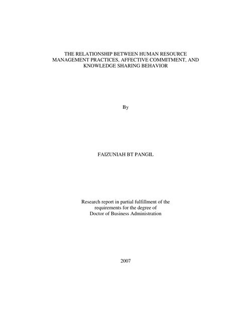 Pdf The Relationship Between Human Resource Management Practices