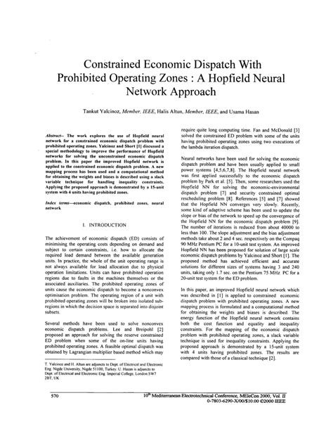 Pdf Constrained Economic Dispatch With Prohibited Operating Zones A