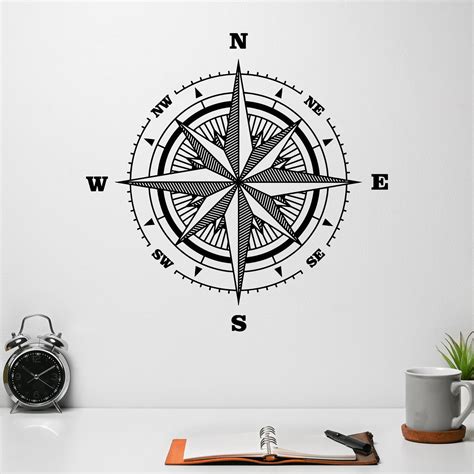Vinyl Wall Decal Compass Nautical Travel Tourism Sea Style