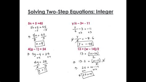 Strategies To Solve Two Steps Linear Equations With Integers YouTube