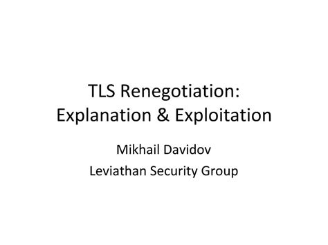 Ppt Tls Renegotiation Explanation Exploitation Powerpoint