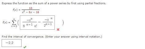 Solved Express The Function As The Sum Of A Power Series By Chegg Com