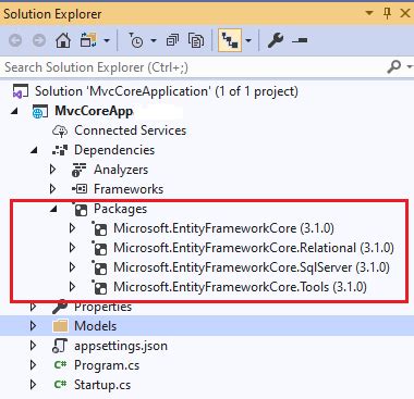 Installing Ef Core With Empty Template In Asp Net Mvc Core