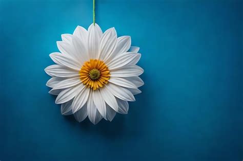 Premium Photo A White Daisy Hanging On A String