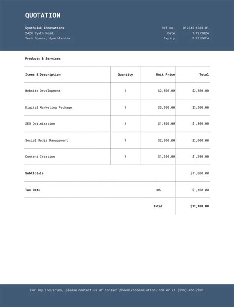 Free Project Quote Template Elevate Your Project Management