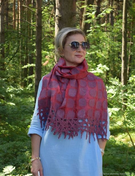 Валяный шарф Marsala Chic шелковый шарф с шерстью 37 х 177 см в интернет магазине на Ярмарке