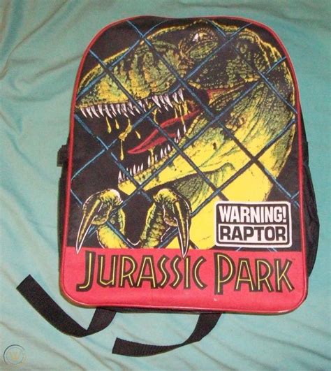 New 1992 Vintage Jurassic Park Warning Raptor School Backpack