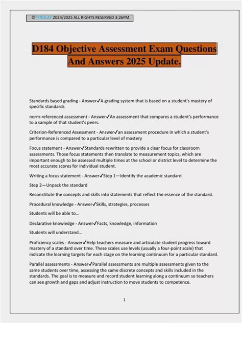 D184 Objective Assessment Exam Questions And Answers 2025 Update Wgu D184 Stuvia Us