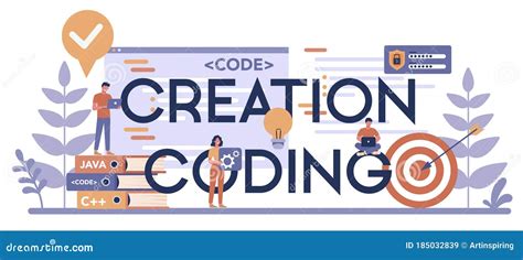 Creation Coding Header Concept Idea Of Programming And Coding Stock Vector Illustration Of