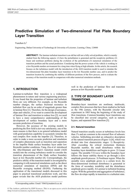 (PDF) Predictive Simulation of Two-dimensional Flat Plate Boundary Layer Transition