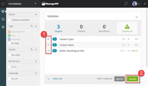 using managewp to update toolset on all your client sites toolset