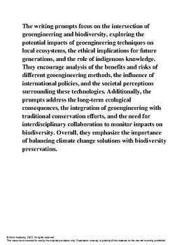 20 Writing Prompts Geoengineering And Biodiversity Risks And Benefits