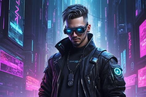 Premium Photo Fantasy Cyberpunk Hacker On Cyberpunk Background