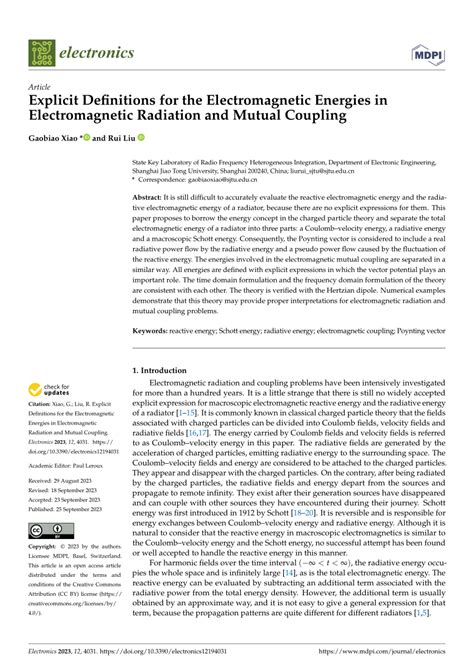 pdf explicit definitions for the electromagnetic energies in