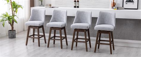 Lzareal 28 Wood Counter Height Barstools Set Of 2 Linen