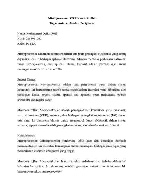 Microprocessor Vs Microcontroller Pdf Teknologi And Rekayasa Seni