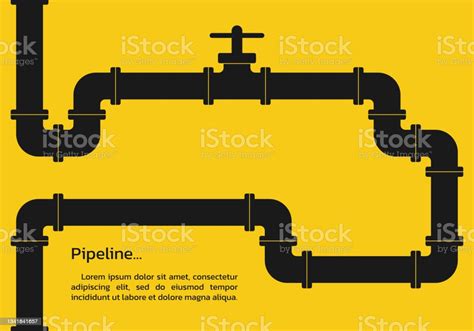 파이프라인 배경입니다 밸브가 있는 오일 물 또는 가스 파이프 배관 시스템 산업 건설 또는 기술 비즈니스 인포그래픽 벡터 그림입니다 가솔린에 대한 스톡 벡터 아트 및 기타