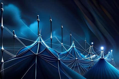 Premium Ai Image Blue Abstract Background With A Network Grid And