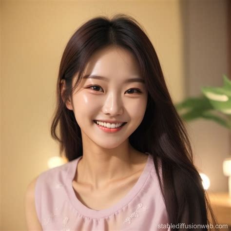 Pretty Korean Woman Smiling Stable Diffusion Online