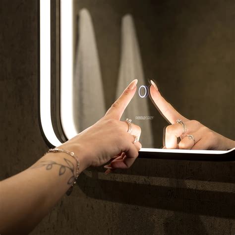 Luna Geo Led Bathroom Mirror Pebble Grey