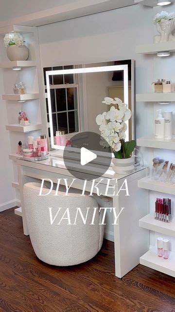 Diy Makeup Vanity With Ikea Malm Dressing Table And Lack Shelves Ikea