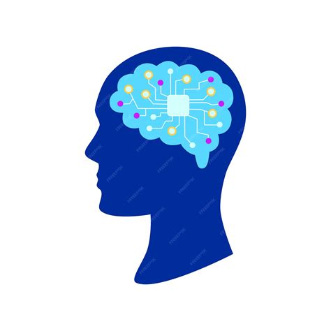 인공 지능 칩과 마이크로칩으로 만든 두뇌와 프로필에 인간의 머리 프리미엄 벡터