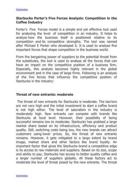 Starbucks Porters Five Forces Analysis Pdf