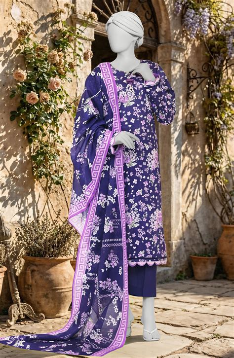 Printed Textured Lawn 3pcs Unstitched