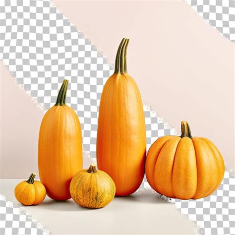 Premium Psd Orange Long Pumpkins And Butternut Squash Isolated In