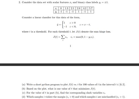 2 consider the data set with scalar features i and