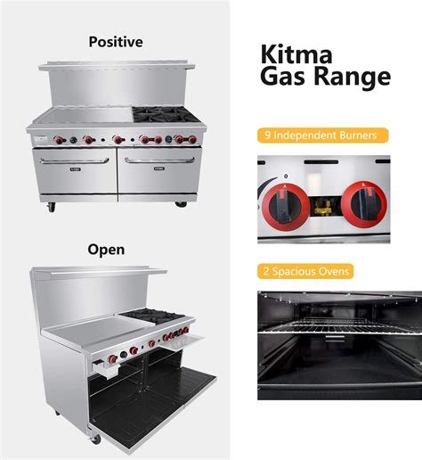 Kitma Gamas Comerciales Plancha De 36 Pulgadas Con 4 Quemadores Y 2 Hornos Estándar Grupo De