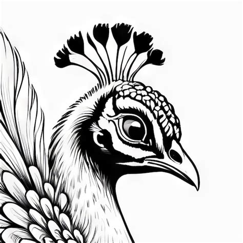 A Drawing Of A Chicken With Feathers On It Premium AI Generated Image