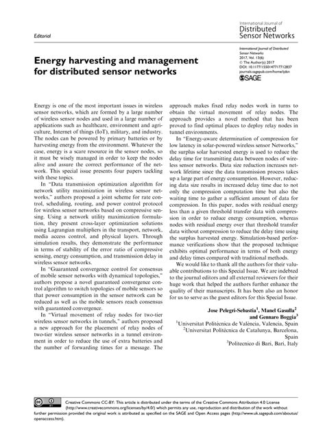 Pdf Energy Harvesting And Management For Distributed Sensor Networks