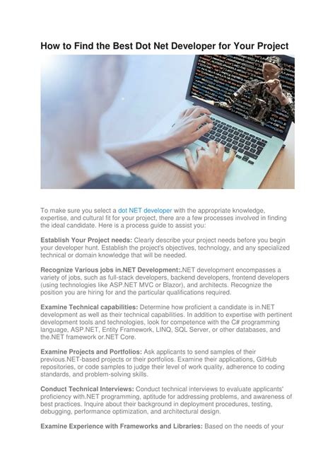 Ppt How To Find The Best Dot Net Developer For Your Project Powerpoint Presentation Id 13093102