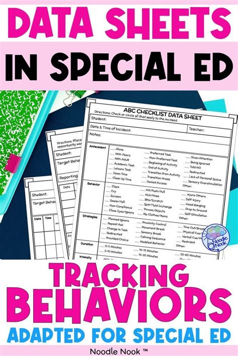 A Poster With Text That Reads Data Sheets In Special Ed Tack Behaviors