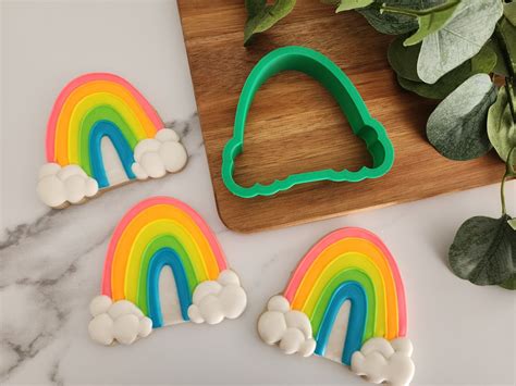 Rainbow Cloud Cookie Cutter Rainbow With Clouds Cookie Cutter Rainbow Cookie Cutter Etsy