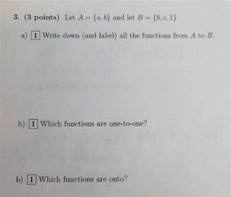 solved 3 3 points let a {a b} and let b {8 c 1} a write