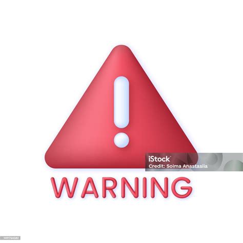 3d Red Warning Sign Attention Concept Modern Vector In 3d Style Stock