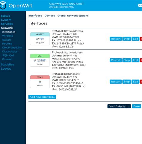 luci time setting and server network and wireless configuration