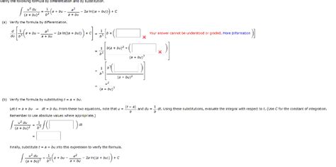 Solved Verify The Following Formula By Differentiation And Chegg Com