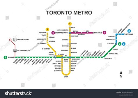 Full Map Toronto Metro Subway Map เวกเตอร์สต็อก ปลอดค่าลิขสิทธิ์
