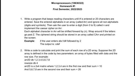Solved Microprocessors 10636322 Homework 1 First