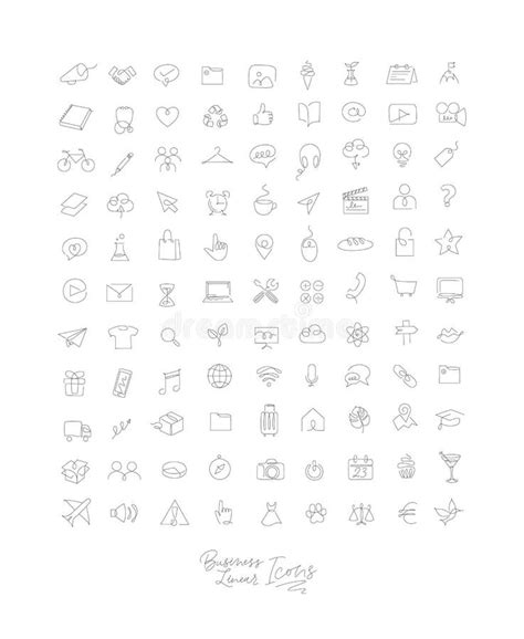 Minimalist Linear Icons For Business Black Lines Stock Vector Illustration Of Design Icon