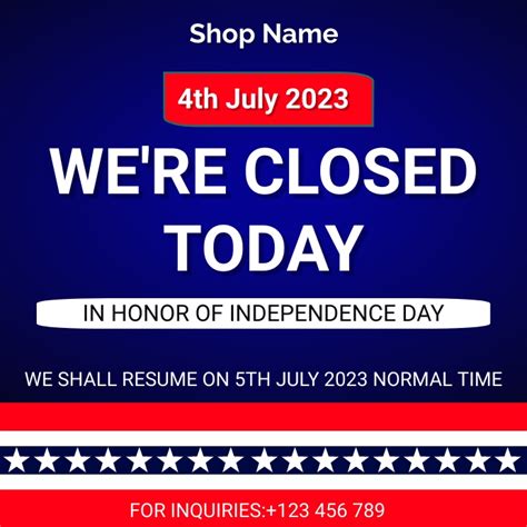 Plantilla De Independence Day Shop Closed Postermywall