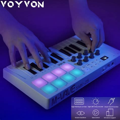 M Vave Portable Midi Controller Keyboard Mini 25 Key Usb Midi Keyboard Controllers 8backlit Drum