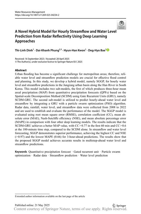 A Novel Hybrid Model For Hourly Streamflow And Water Level Prediction
