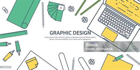 Berjajar Ouline Desain Web Grafis Datar Menggambar Dan Melukis Pengembangan Ilustrasi Stok