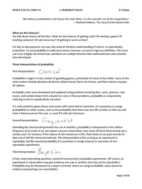 01 Probability Basics Notes Pdf Probability Reliability Engineering