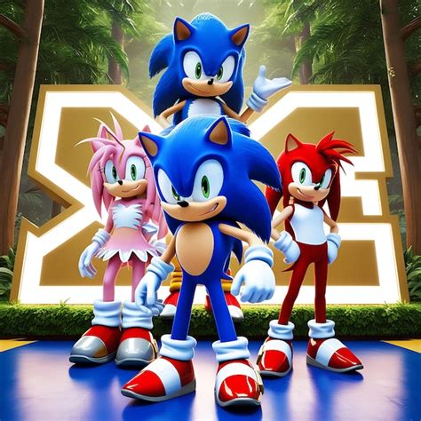 A 3d Render Of Sonic The Hedgehog Tails Knuckles The Echidna Amy Rose